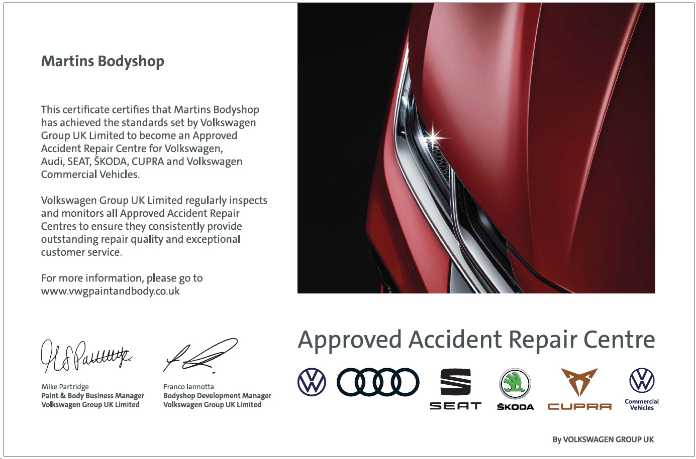 MARTINS Approved Bodyshop | Accident & Repairs | in Basingstoke HAMPSHIRE